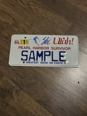 Vintage Pearl Harbor Survivor Utah SKI State License Plate RARE 1990’s ...