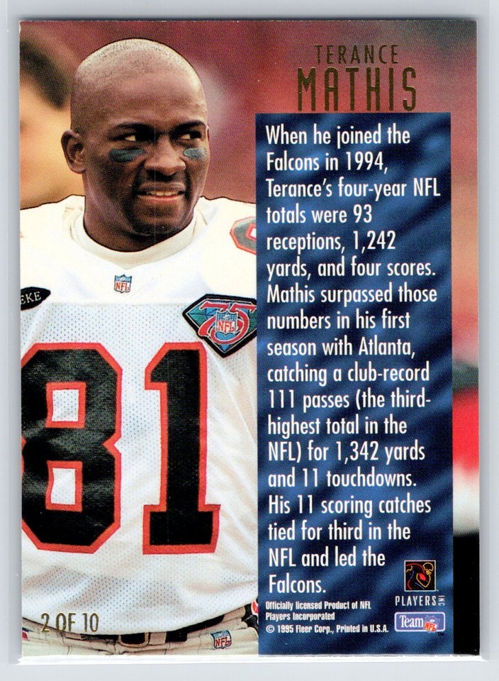 Terance Mathis 1995 Ultra Touchdown Kings Gold Medallion #2 Atlanta ...
