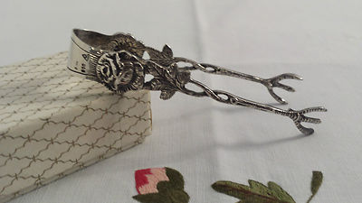 1 Zange ZUCKERZANGEN Greifer Wilhelm Geist & Sohn 800 Silber Punzen ...