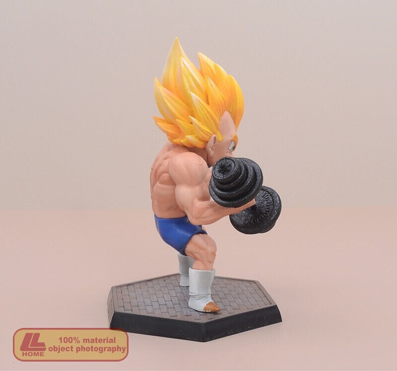 Anime Dragon Ball Z Super Saiyan Vegeta Lift Dumbbells Muscle Figure ...