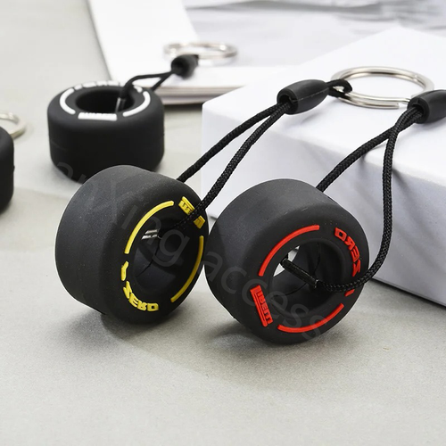 Hot F1 Racing Tire Keychain Car Key Accessories PVC Tire Pendant Bag ...