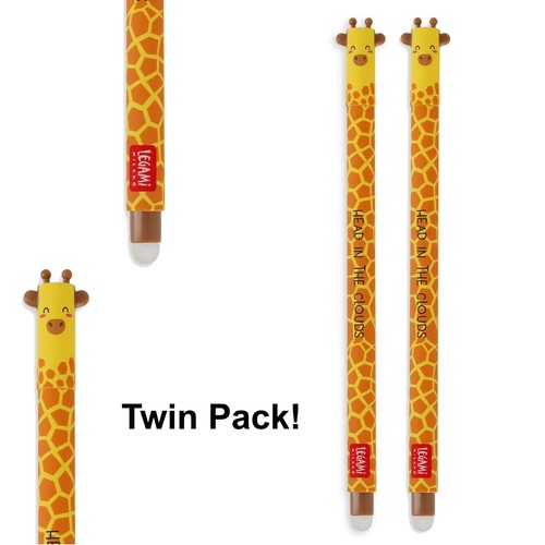 Legami Gel Pen Erasable Giraffe Cute Animal - Twin Pack - Black Ink ...