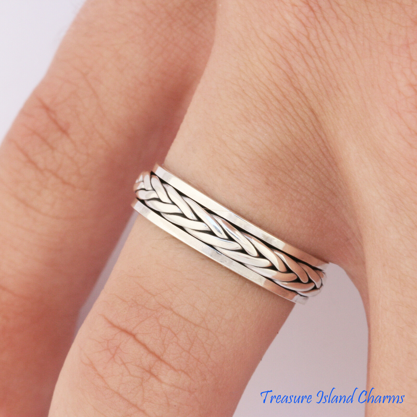 Celtic Weave Braid Spinner Spinning 925 Sterling Silver Ring 5mm Band ...