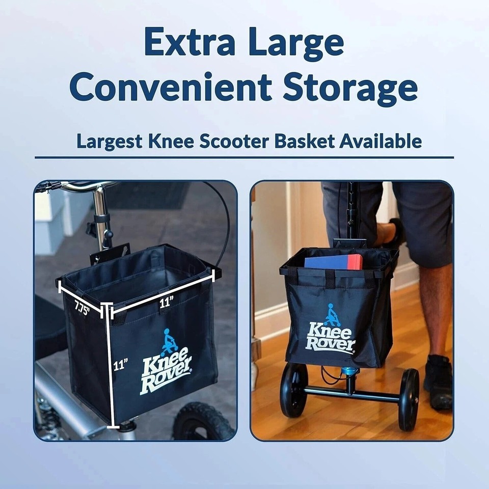KneeRover Deluxe Knee Scooter Basket Accessory with Large Capacity ...