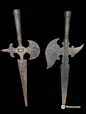 2 Vintage Halberd Style Sword Weapon Wall Hanger 25" Axes Metal Large ...