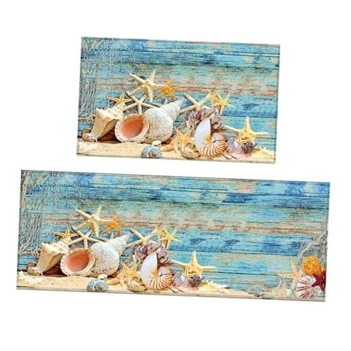 Beach and Nautical Kitchen Rugs for Floor 2 Piece Set, Nautical Kitchen ...