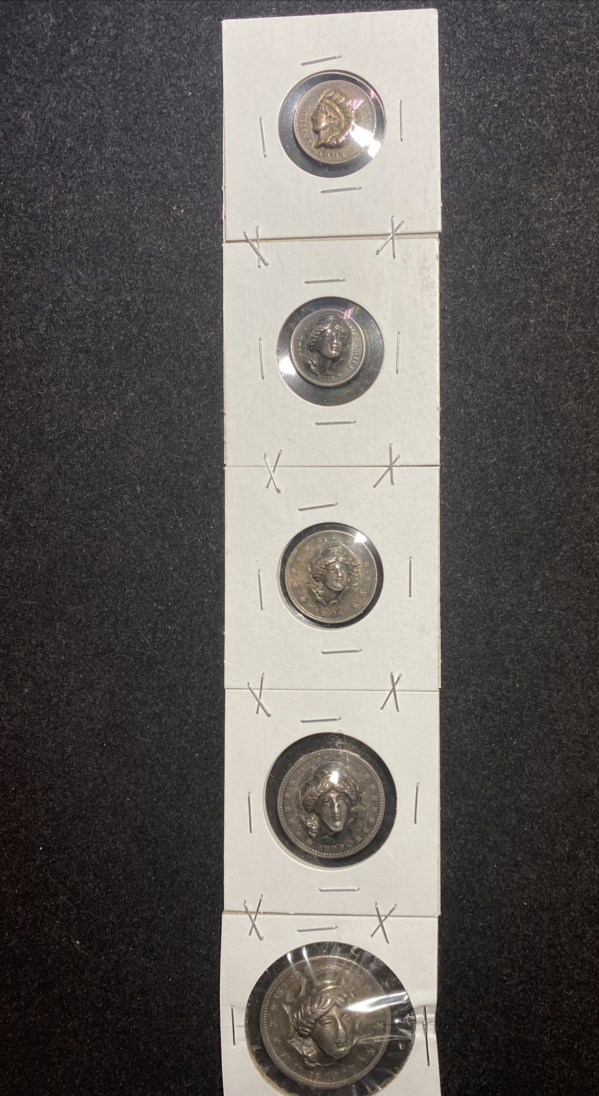 5 Pc Lot 1900s REPOUSSE / POP OUT COINS- 3 with 1904 patent bar | eBay