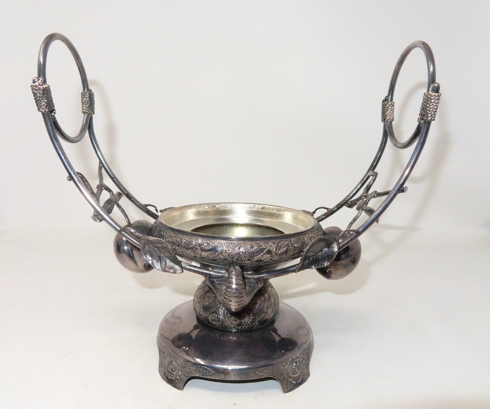 A Stunning Antique Silver Plate Stand and Artist Signed Biscuit Barrel ...