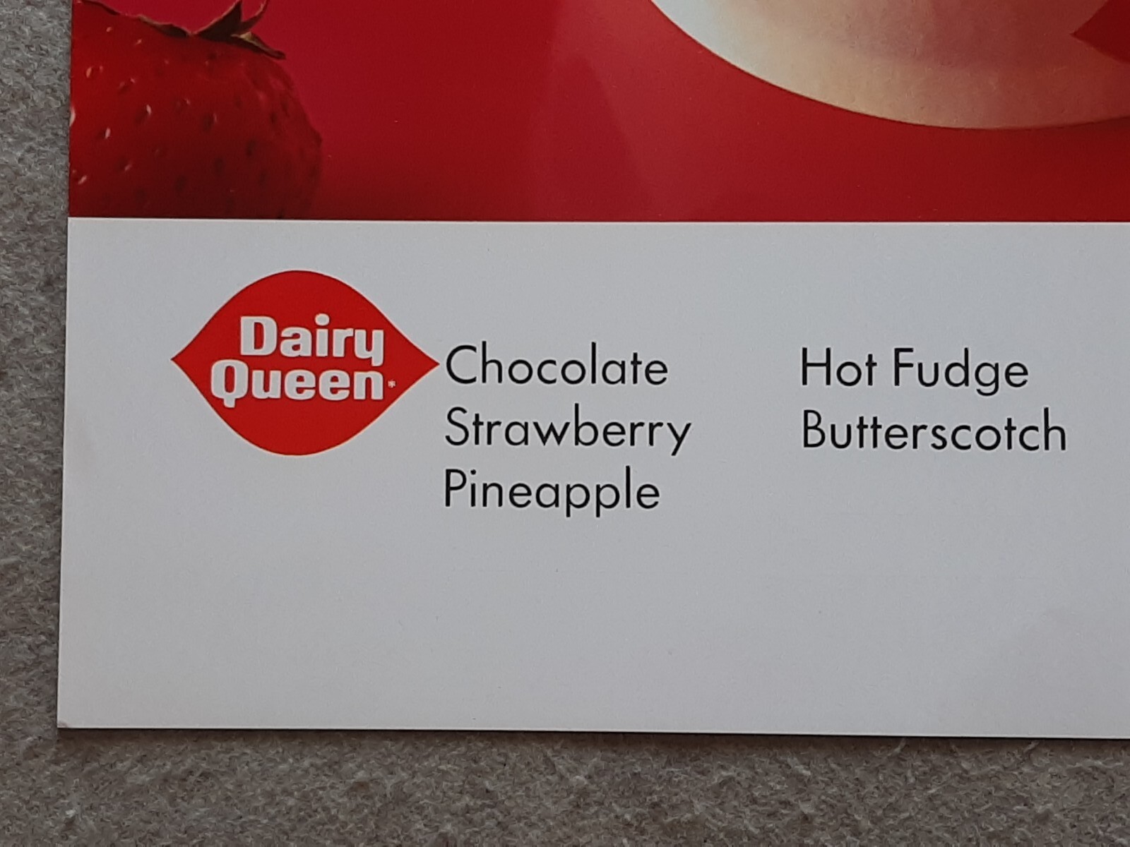 1967 Dairy Queen DQ Poster Sign Strawberry SUNDAES Icecream Ice Cream ...