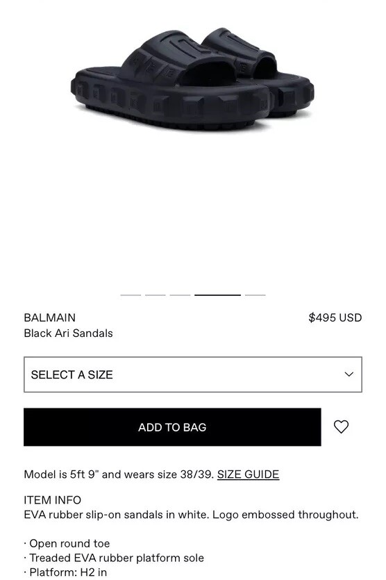 Balmain Black Ari Rubber Slides Sandals US 8 | eBay