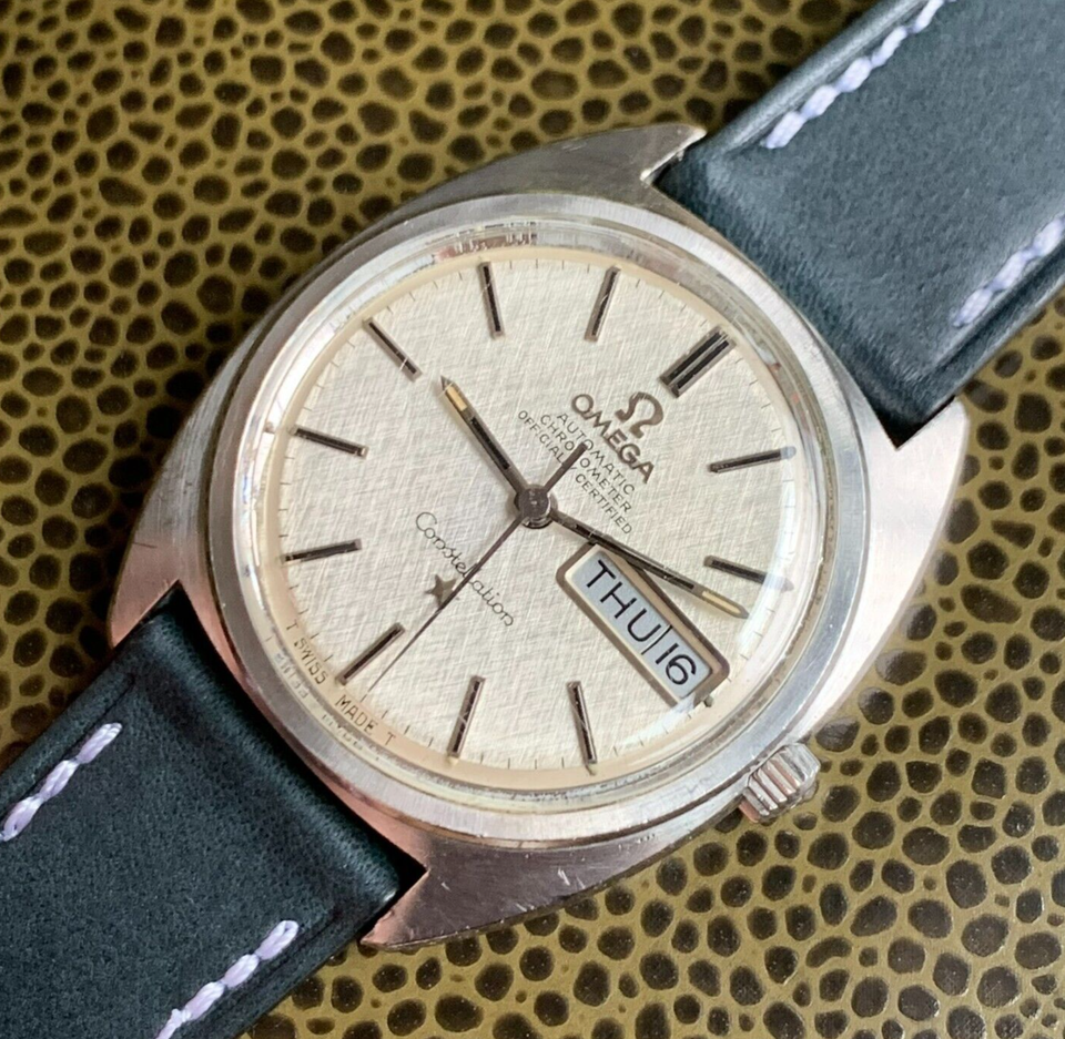 1968 Omega Constellation Linen Ref. 168.019 Day Date Stainless Steel ...
