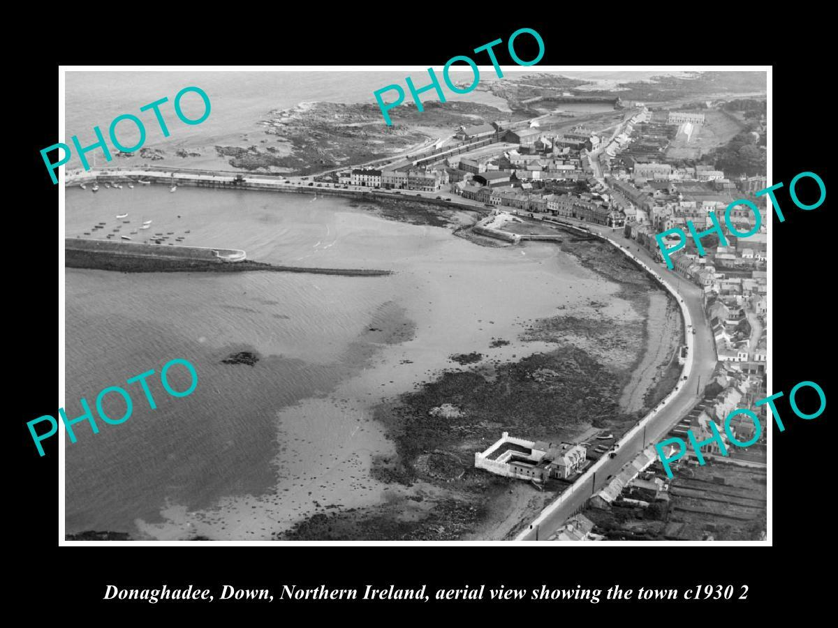 OLD 8x6 HISTORIC PHOTO DONAGHADEE NORTHERN IRELAND TOWN AERIAL VIEW ...