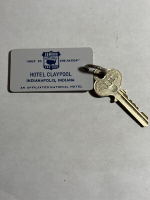 Hotel Claypool Motel Room Key Fob & Key Indianapolis Indiana #334 RARE ...
