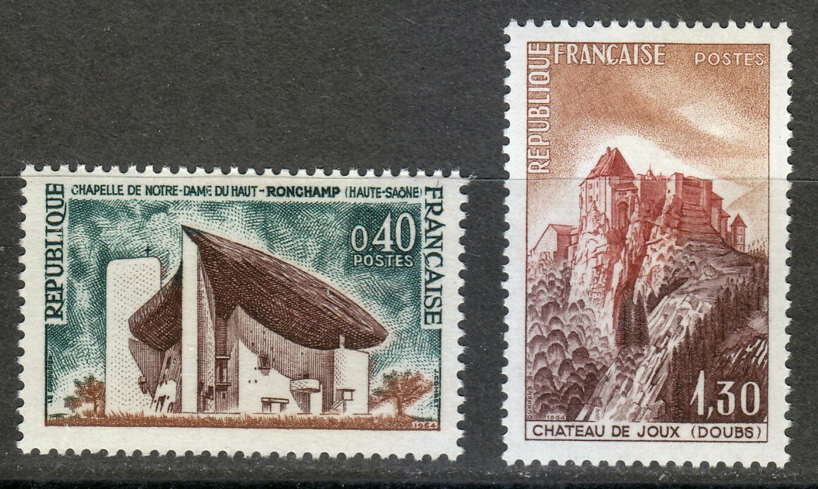 Frankreich 1965 postfrisch Mi 1498-1499 Joux Chateau & Chapel of Notre ...
