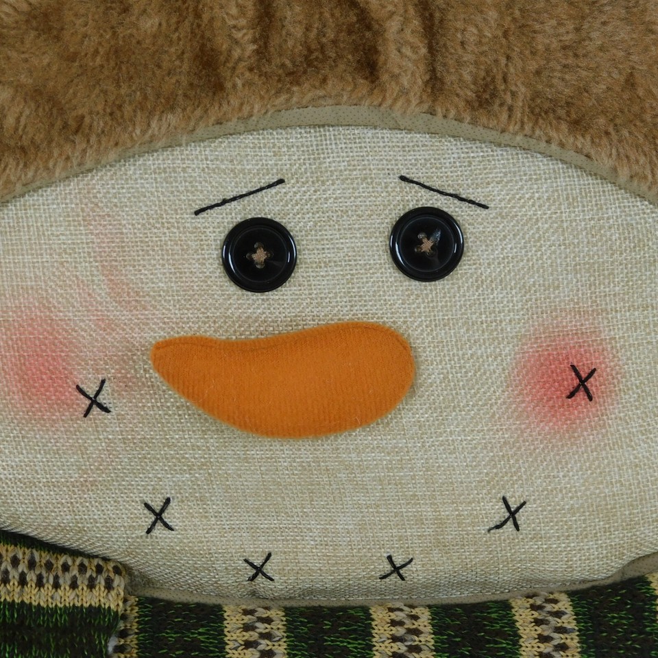 Handmade 3D Snowman Face Christmas Throw Pillow Carrot Nose Button Eyes ...