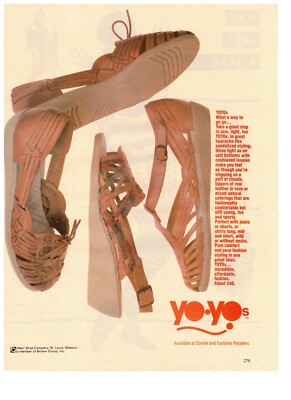 1989 YOYOs Leather Women's Wohl Shoes Sandals Vintage Print ...