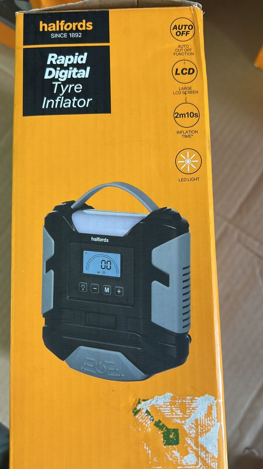 Halfords Rapid Digital Tyre Inflator Car 2min auto off led lcd display ...