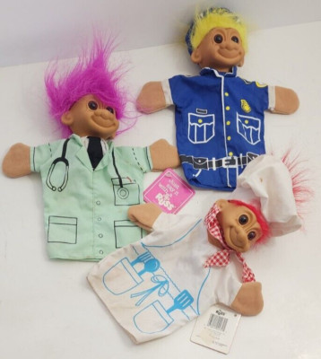 VTG Russ Troll Hand Puppets Lot HERO Tags Doctor Nurse Policeman 90s ...