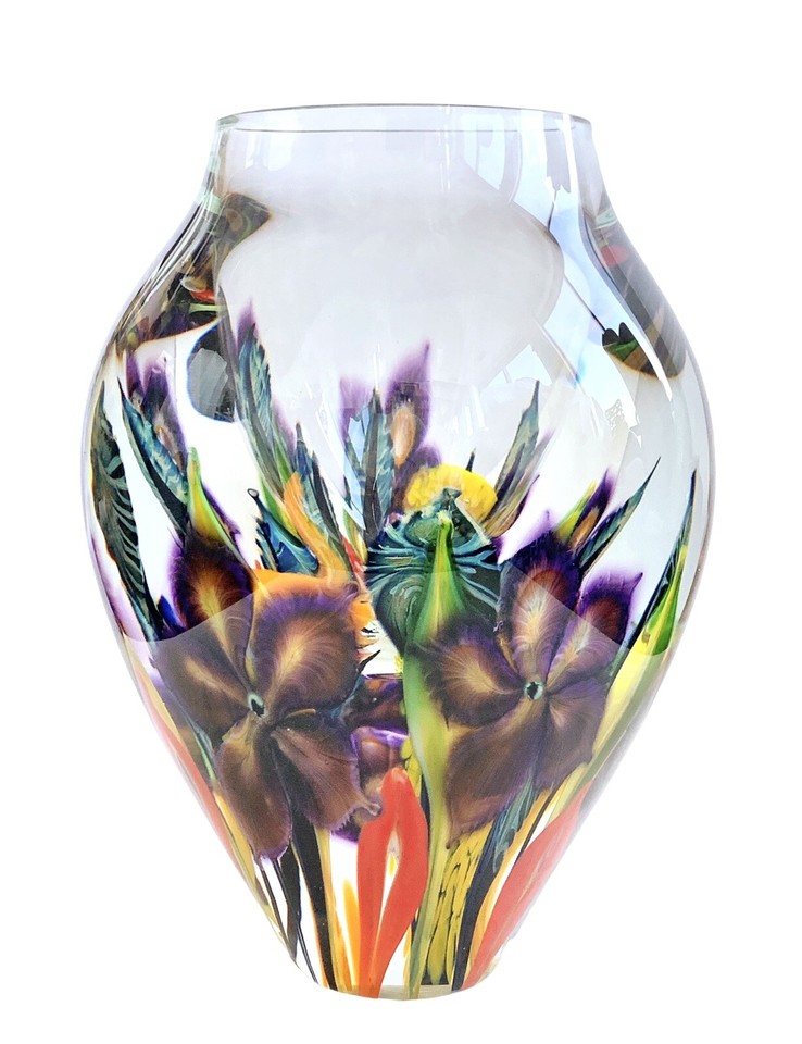 David Lotton Vase Lotton Art Glass Floral Bouquet 2009 | eBay