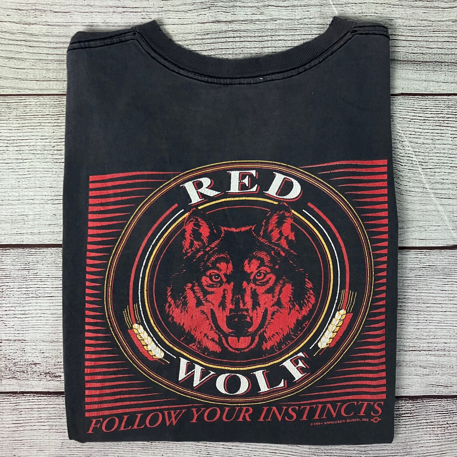 Vintage 1994 Red Wolf Beer Single Stitch Faded T-shir… - Gem