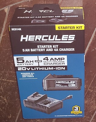 HERCULES 20V 5 Ah Lithium-Ion Battery and 4A Charger Starter Kit #71262 ...