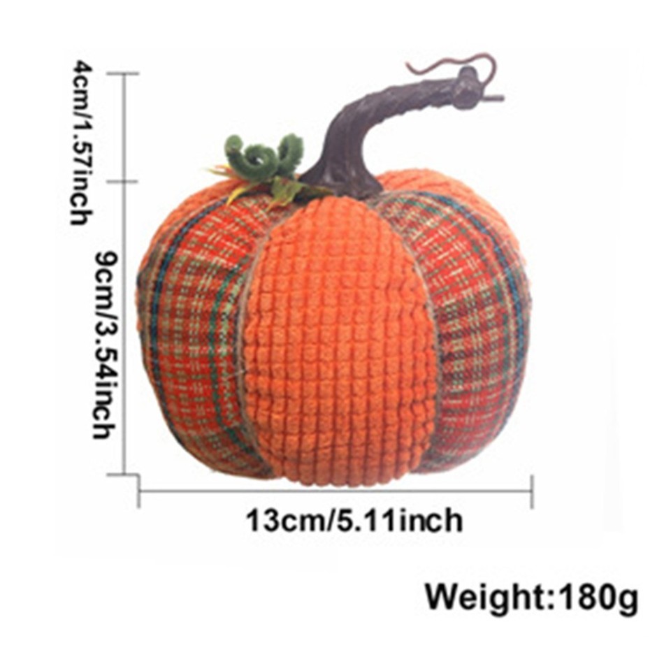Plaid Pumpkins for Fall Tabletop Decoration Artificial Fabric Ornament ...
