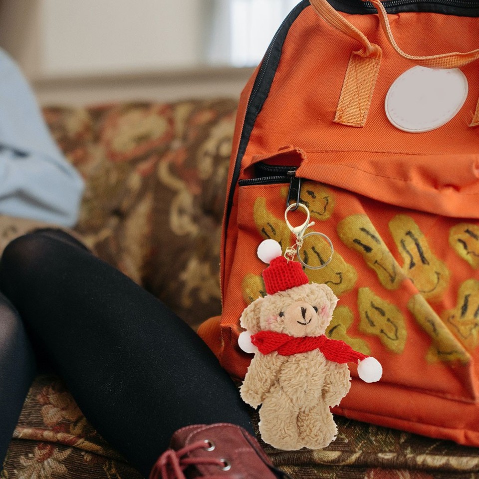 2Pcs Lovely Bear Doll Key Chains Cartoon Plush Pendants Stuffed Bear ...