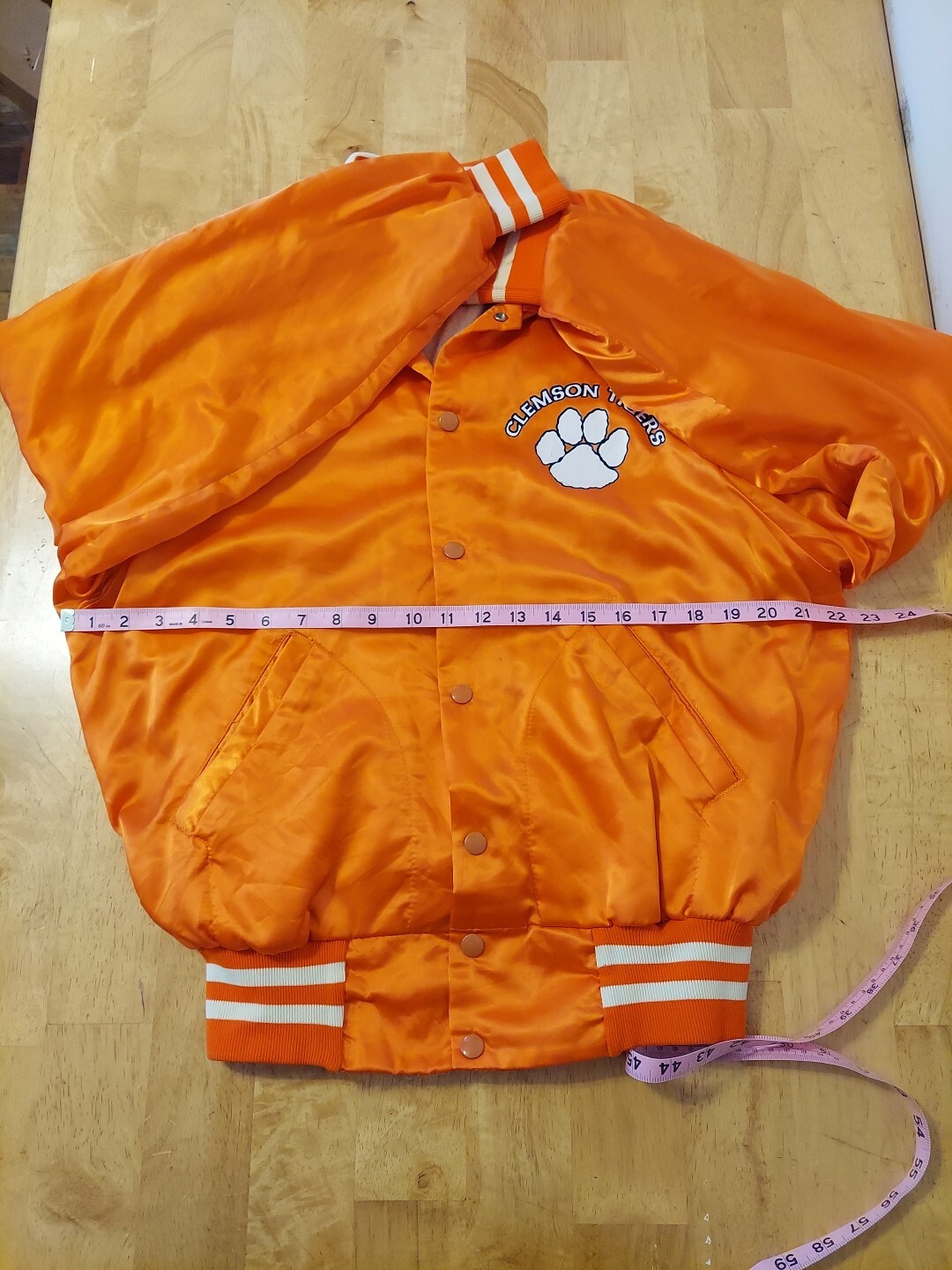 Vintage Clemson University Tigers Satin Bomber Jacket Orange Sz Medium ...