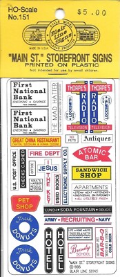Blair Line Signs HO Scale Decals #151 Main Street Storefront Signs | eBay