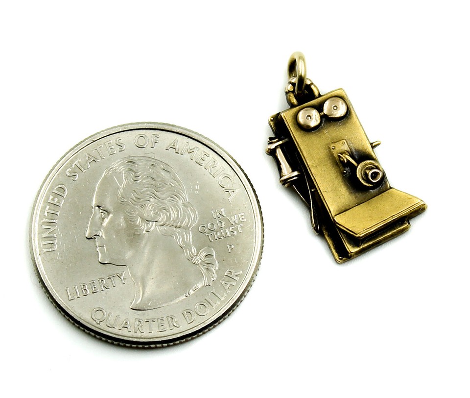 cTo 1/10K 10k Yellow Gold Filled Wall Phone with Earpiece Charm Pendant ...