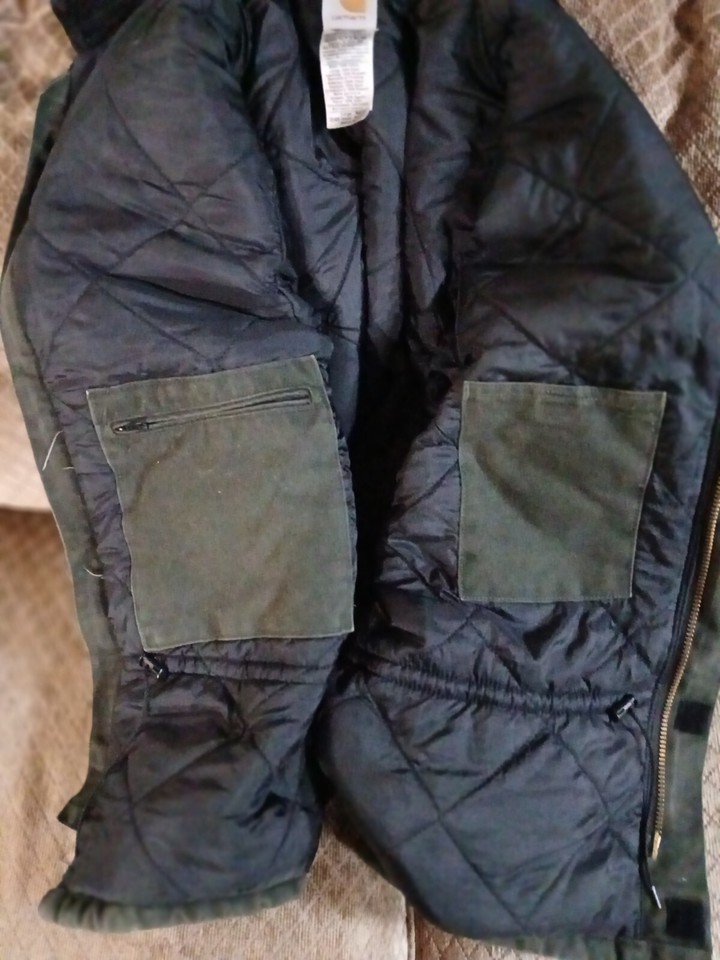 Carhartt coat mens large Lined Warm Inside Pockets Double Zipper 14806 ...