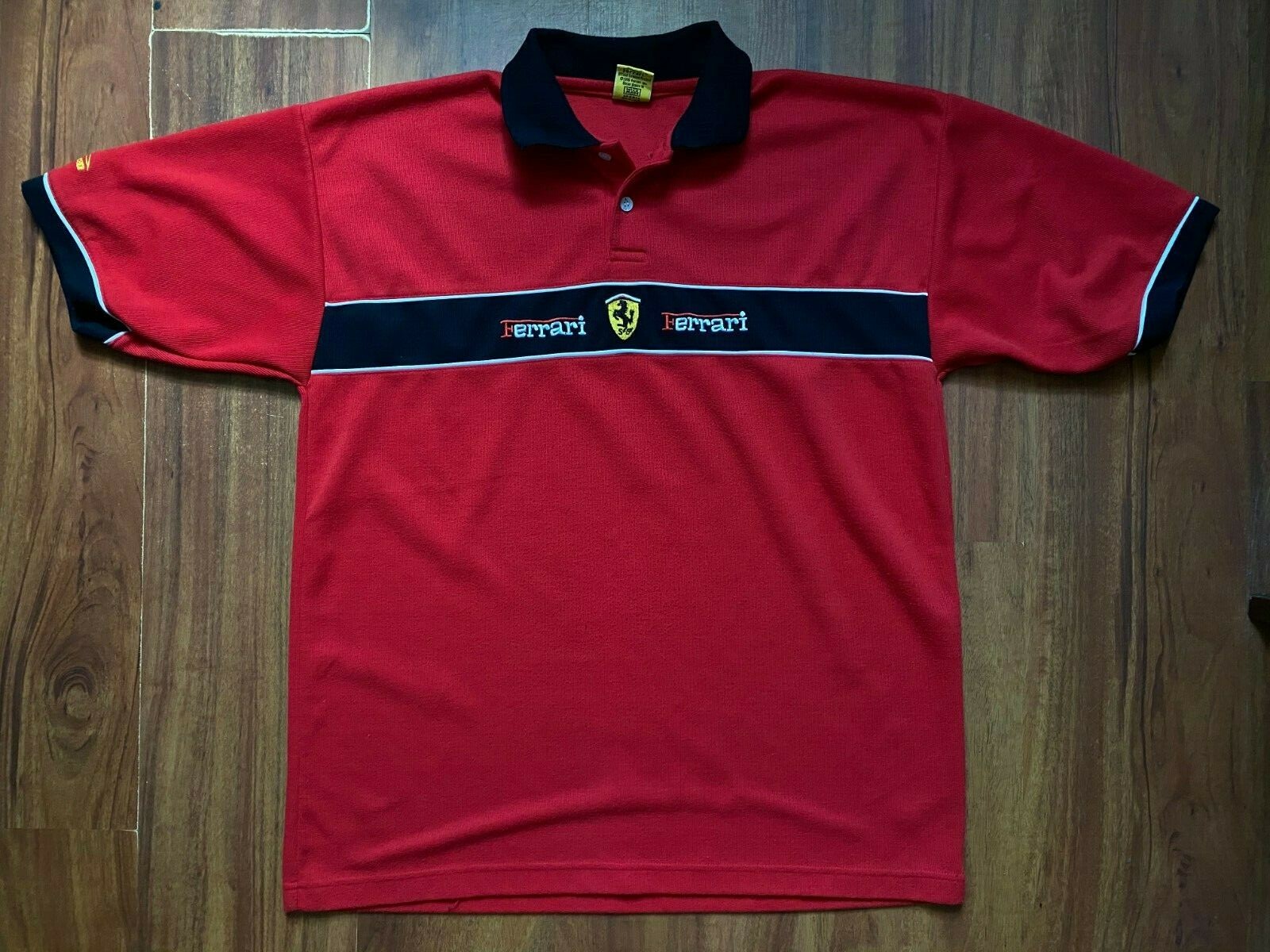 VINTAGE FERRARI JERSEY 90S RED POLO OFFICIAL SIZE L - Gem
