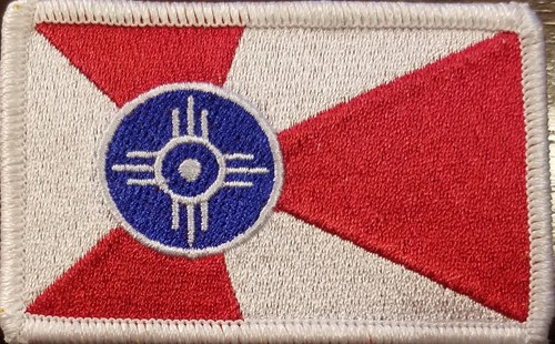 Wichita Kansas Flag Patch Iron-On Tactical Travel Emblem White Border ...