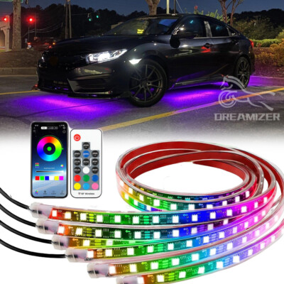 6Pcs RGB Underglow Neon Light Strip Kit APP Remote Control For Honda ...