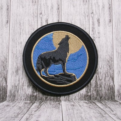 Wolf Howling Patch Embroidered Iron-on Applique Animal Badge Coyote Moon Nature | eBay