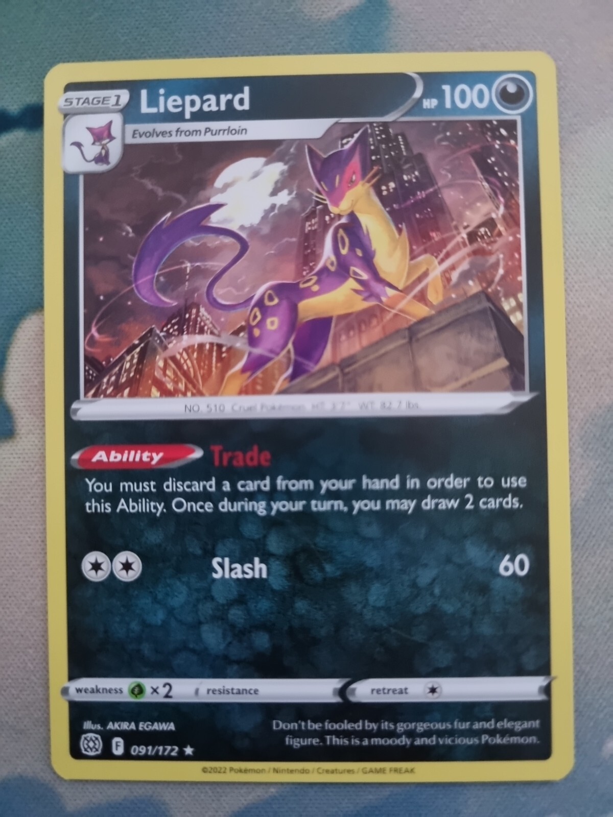 Pokémon TCG Liepard Sword & Shield: Brilliant Stars 091/172 Regular ...