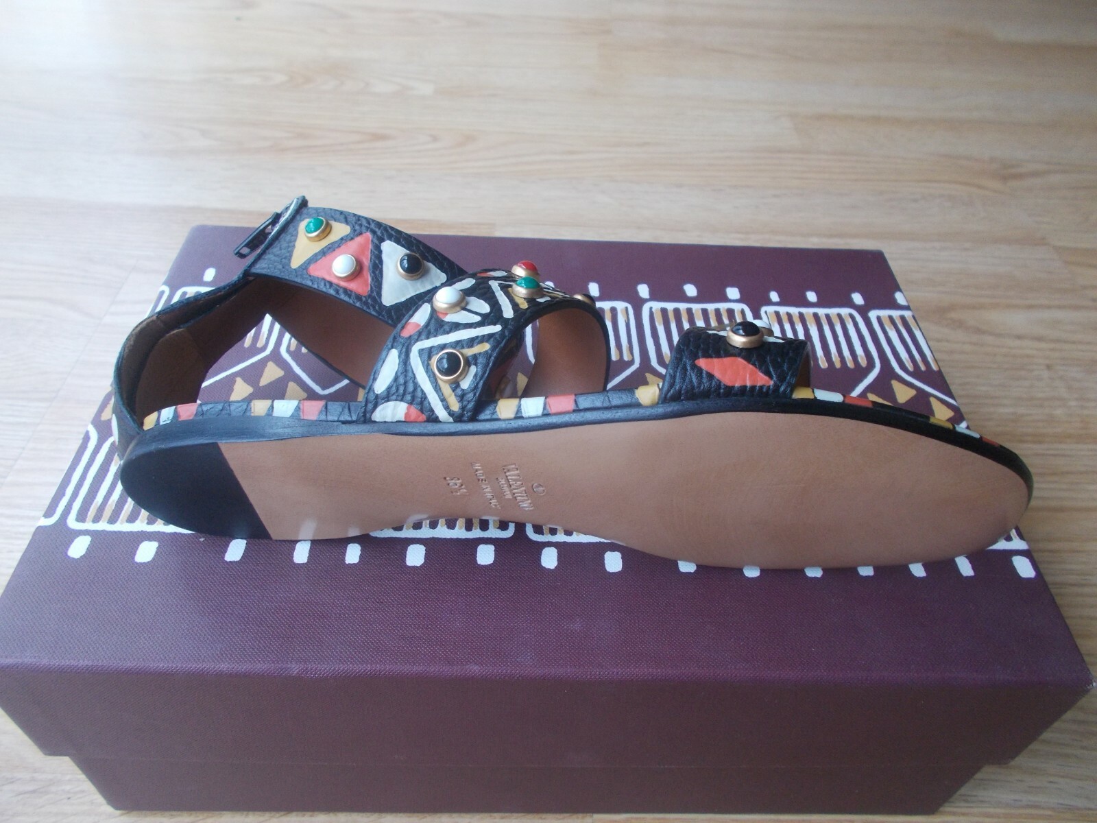 $1575 Valentino Garavani Primitive Sandals Thong Flat Studded sz 36.5 ...