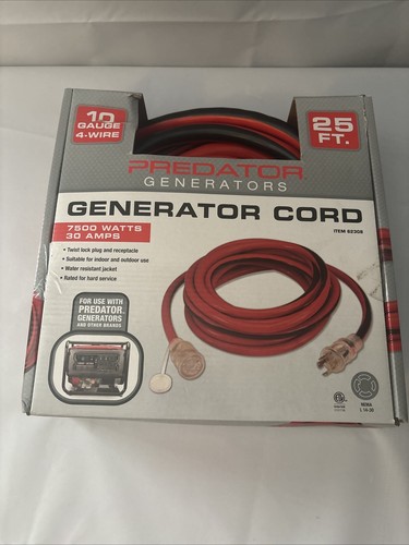 Predator Generator Cord 10 Gauge 4 Wire 25 Ft Indoor Outdoor 7500 Watts ...