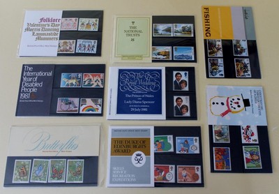 GB 1981 PRESENTATION PACKS COLLECTION OF 8 PACKS COMMEMORATIVE STAMPS ...