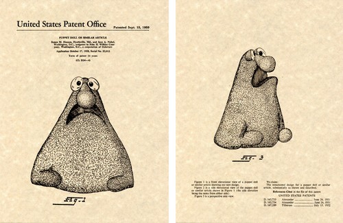 WONTKINS US Patent Art Print READY TO FRAME!! 1959 Henson Muppet ...