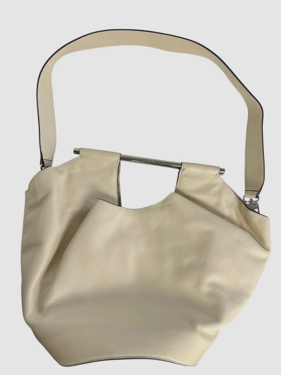 Staud Women's Beige Purse Mar Mini Leather Metal Top Handle Bucket Bag ...