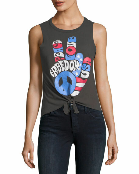 Chaser Freedom Fingers Tie-Front Tank Small - Gem