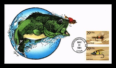DR JIM STAMPS US COVER FISHING FLIES FDC COMBO GEERLINGS HAND PAINTED ...