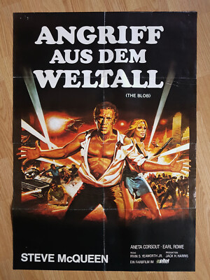 STEVE McQUEEN rare German 1-sheet poster 1975 THE BLOB 1958 Sci-Fi classic | eBay
