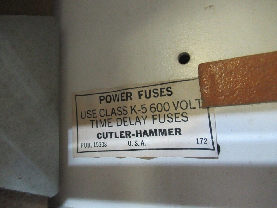 CUTLER HAMMER MOTOR CONTROL BUCKET 17" NEMA SIZE 2 STARTER A10DN0 35 ...