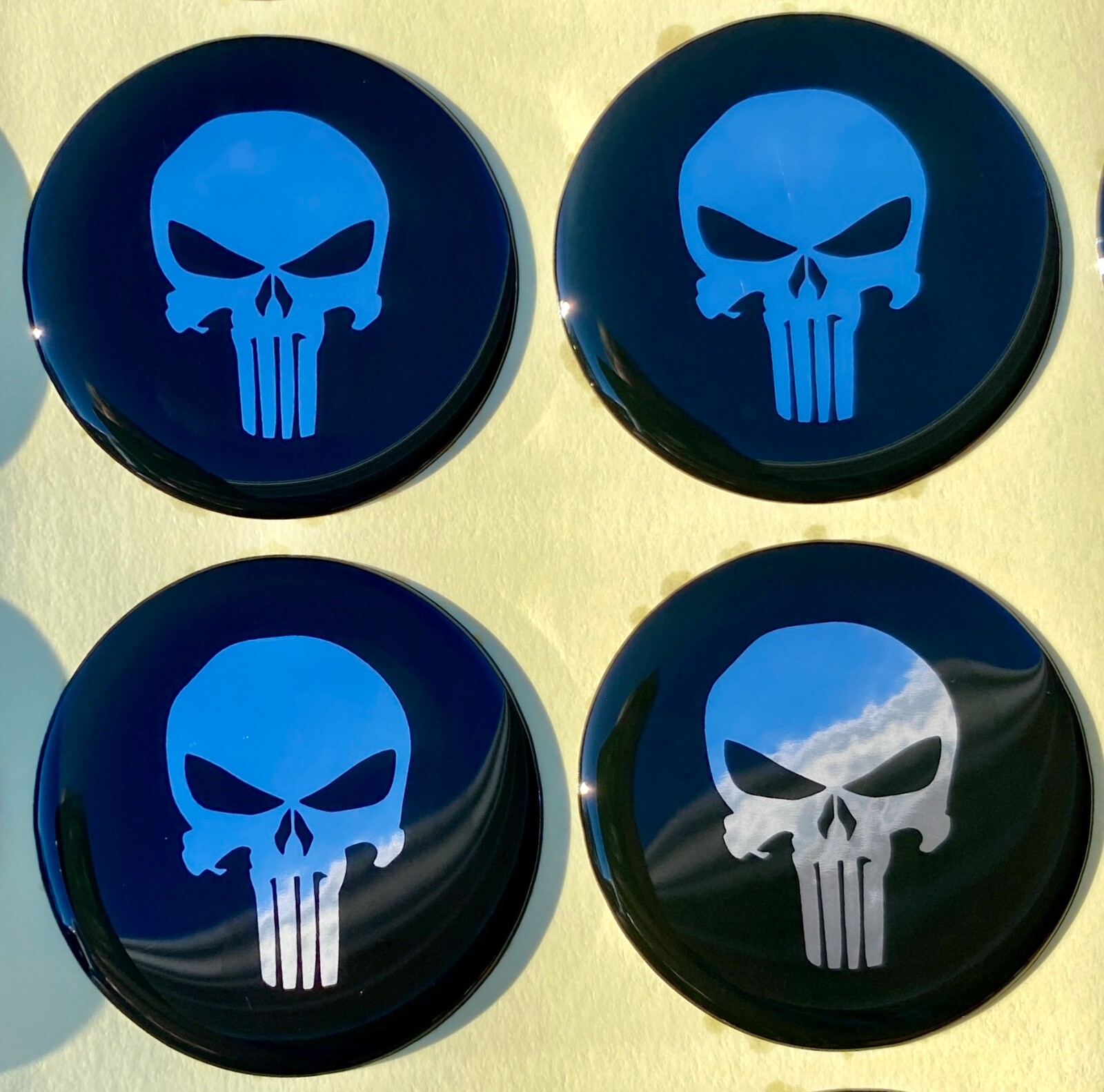 Punisher Skull Wheels Center Cap decals emblems rims steering horn ...