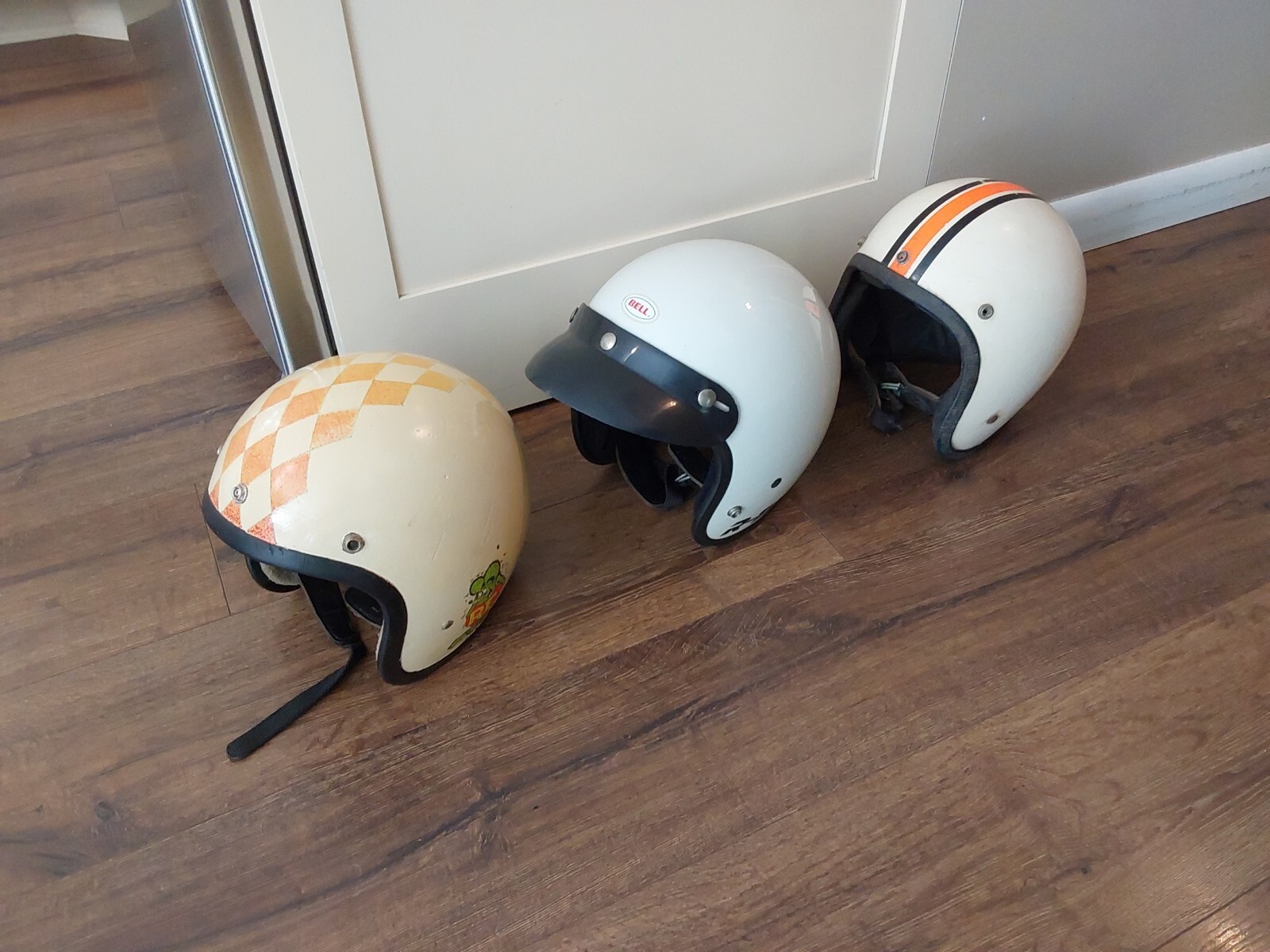 3 Vintage Bell RT Racing Motorcycle Helmet 7 1/4 White, Super Magnum ...