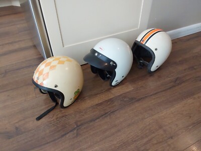 3 Vintage Bell RT Racing Motorcycle Helmet 7 1/4 White, Super Magnum ...