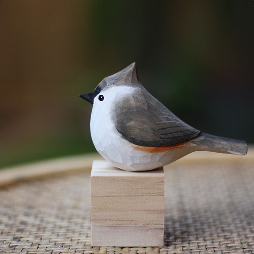Tufted Titmouse Figurine | Hand Carved Painted Wooden Bird Sculpture ...