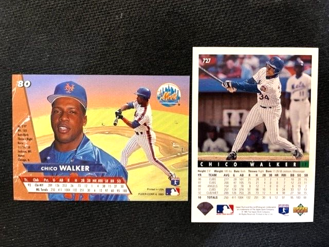 MLB - Chico Walker 1993 Fleer Ultra & 1993 Upper Deck Baseball - Mets ...